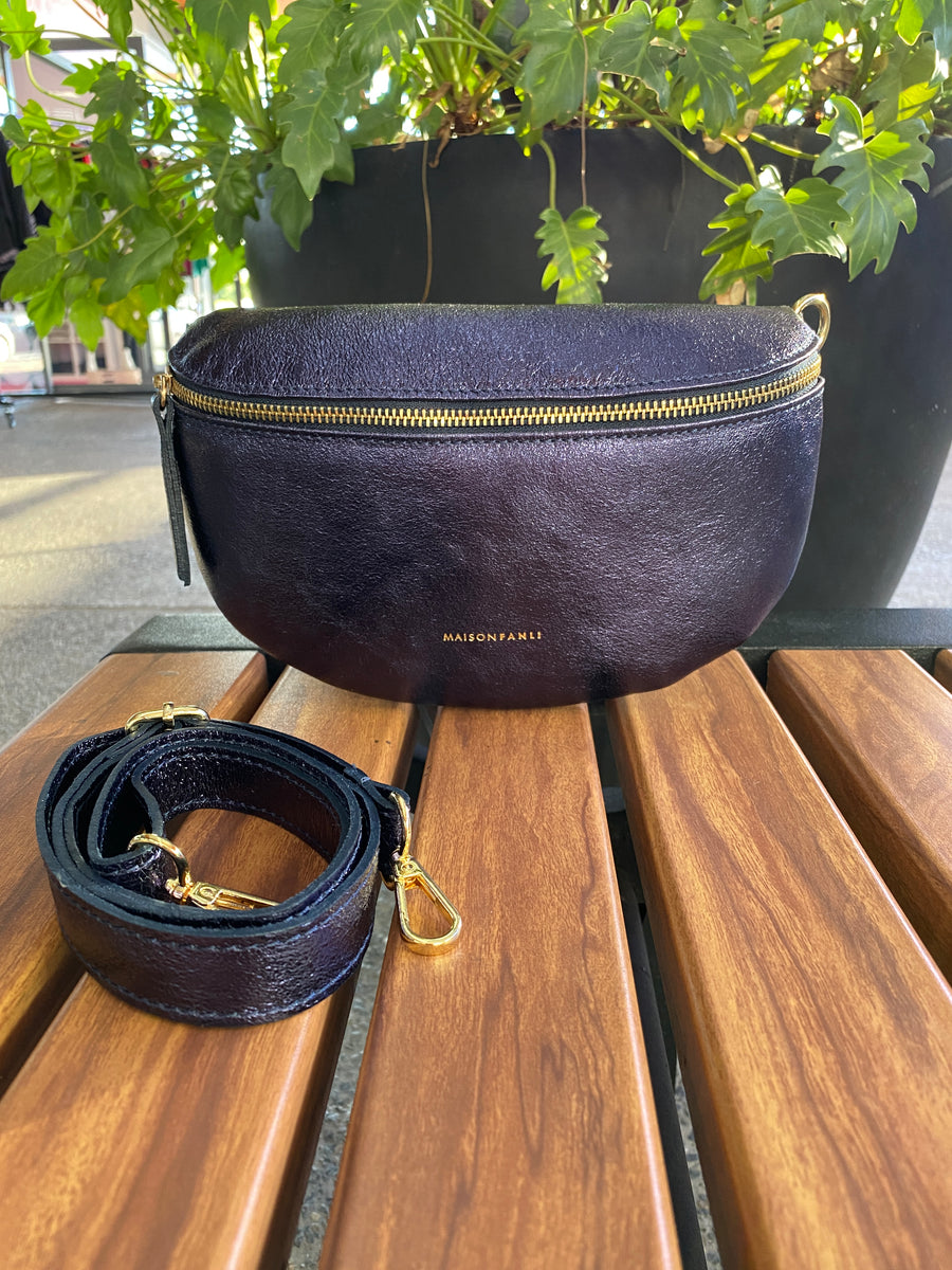 Maison Fanli Bum Bag - Metallic Blue – Soubret Pink Boutique